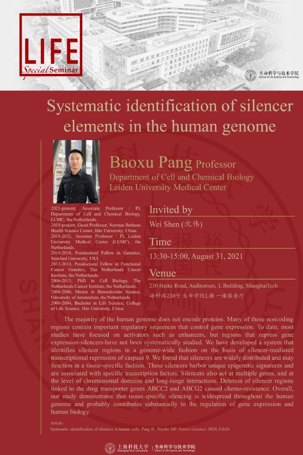 【生命学院】Systematic identification of silencer elements in the human genome