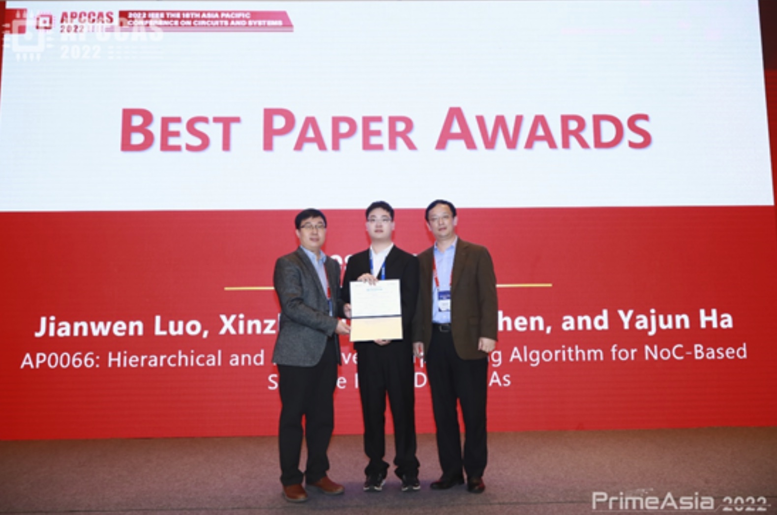 ShanghaiTech graduate students win the Best Paper Award in IEEE APCCAS 2022