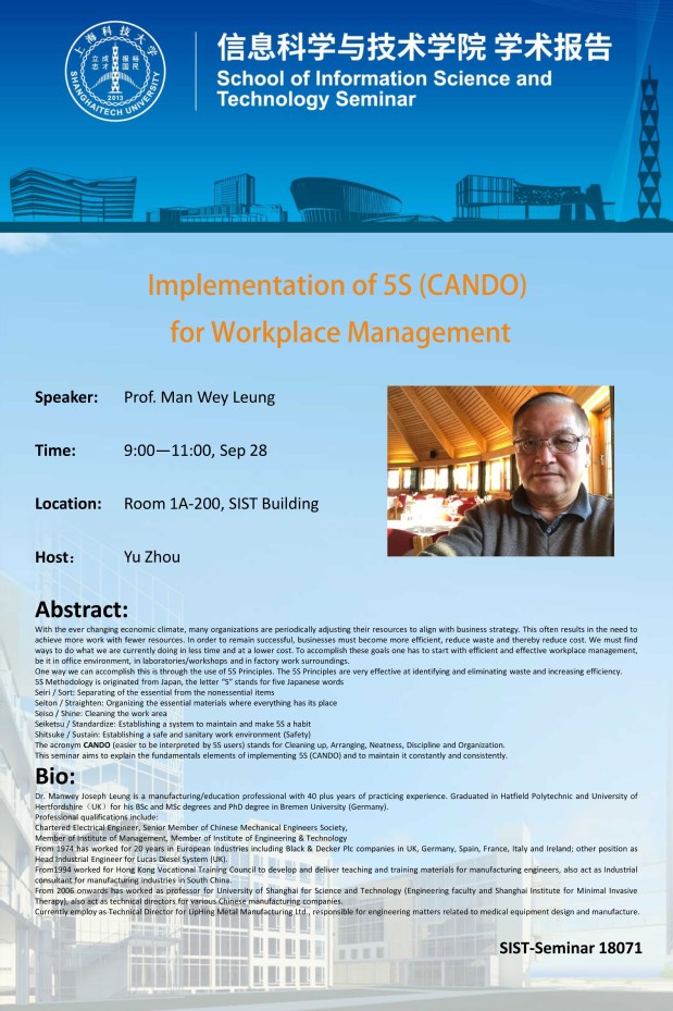 Implementation of 5S (CANDO) for Workplace Management