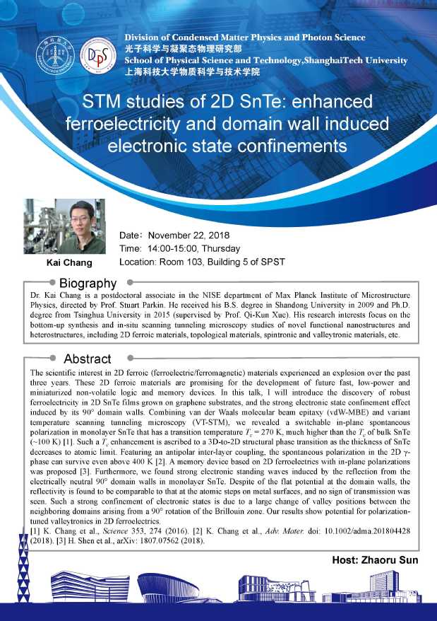 STM studies of 2D SnTe: enhanced ferroelectricity and domain wall ...