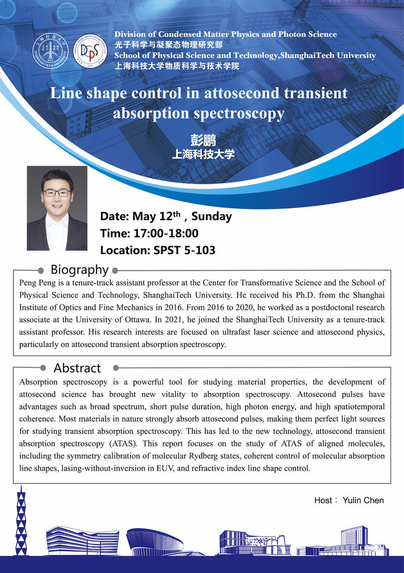 【物质学院】Line shape control in attosecond transient absorption spectroscopy