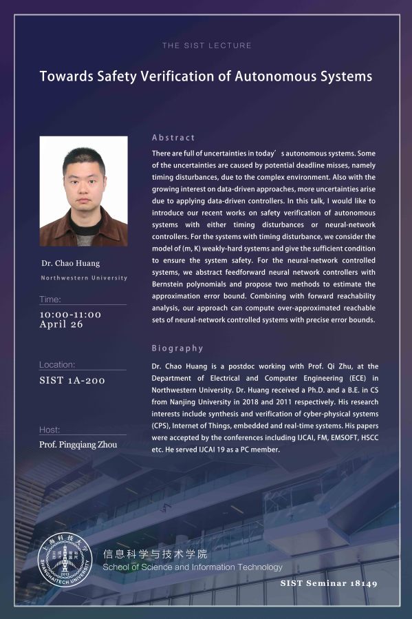 Towards Safety Verification of Autonomous Systems