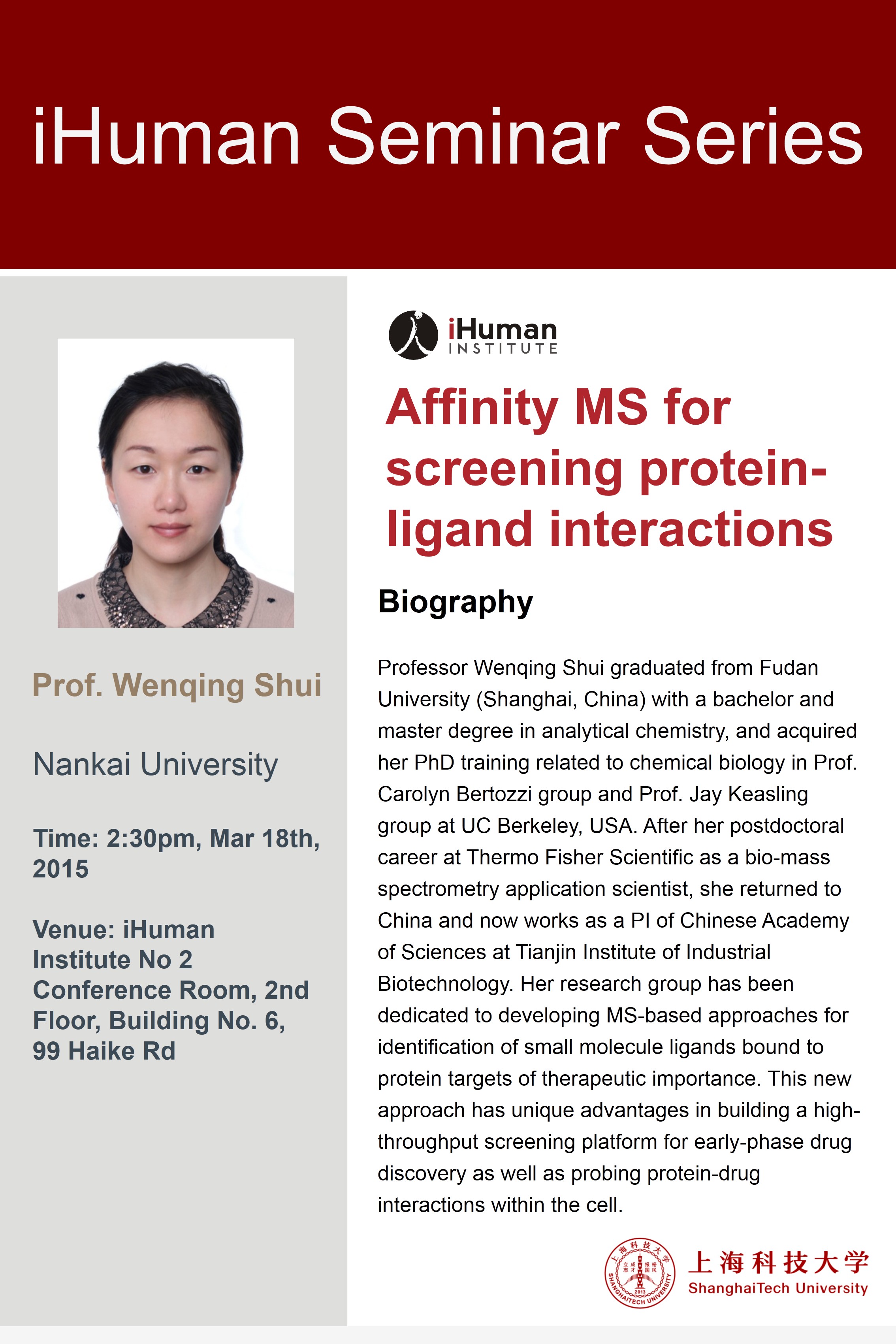 iHuman Seminar - Affinity MS for screening protein-ligand interactions