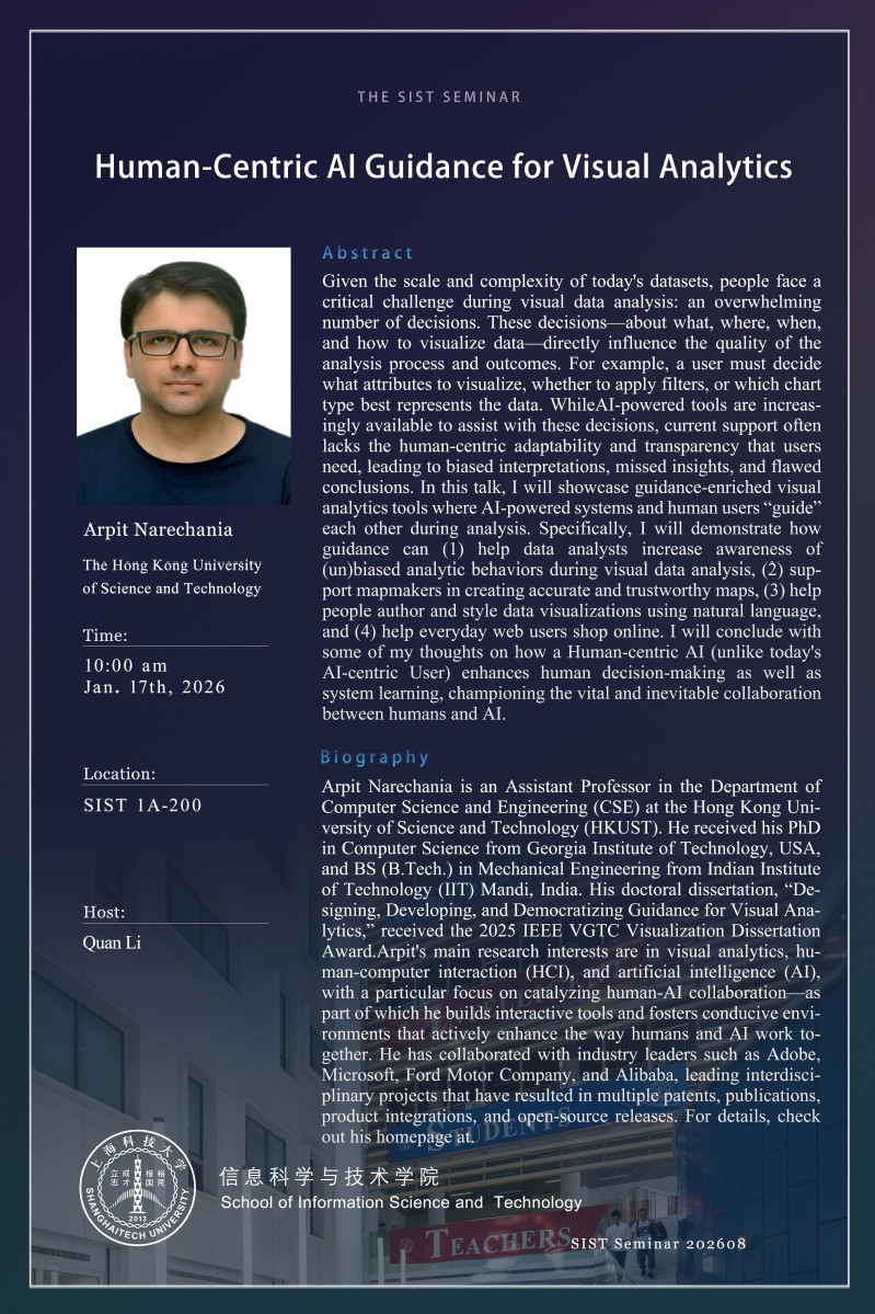 [SIST Seminar] Human-Centric Al Guidance for Visual Analytics