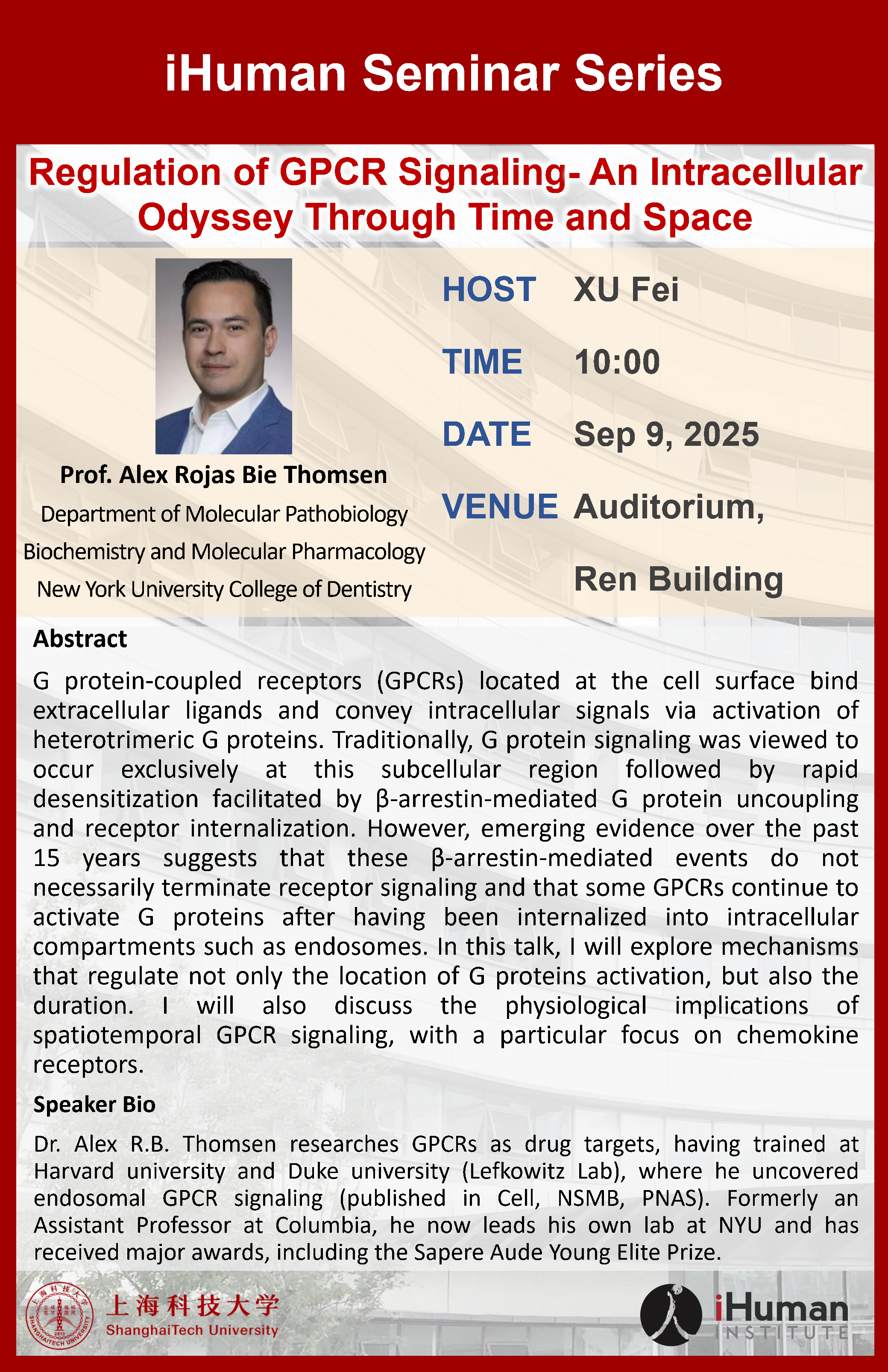 [iHuman Seminar] Regulation of GPCR Signaling—An Intracellular Odyssey Through Time and Space