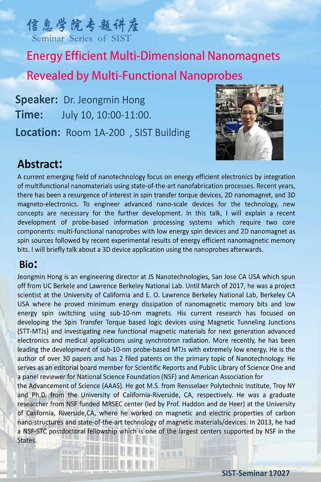 SIST-Seminar— Energy Efficient Multi-Dimensional Nanomagnets Revealed by Multi-Functional Nanoprobes